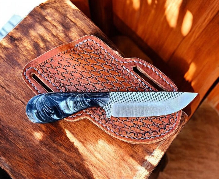 Farrier Rasp Knife – 8.25" Full Tang Blade with Epoxy Resin Handle & W ...