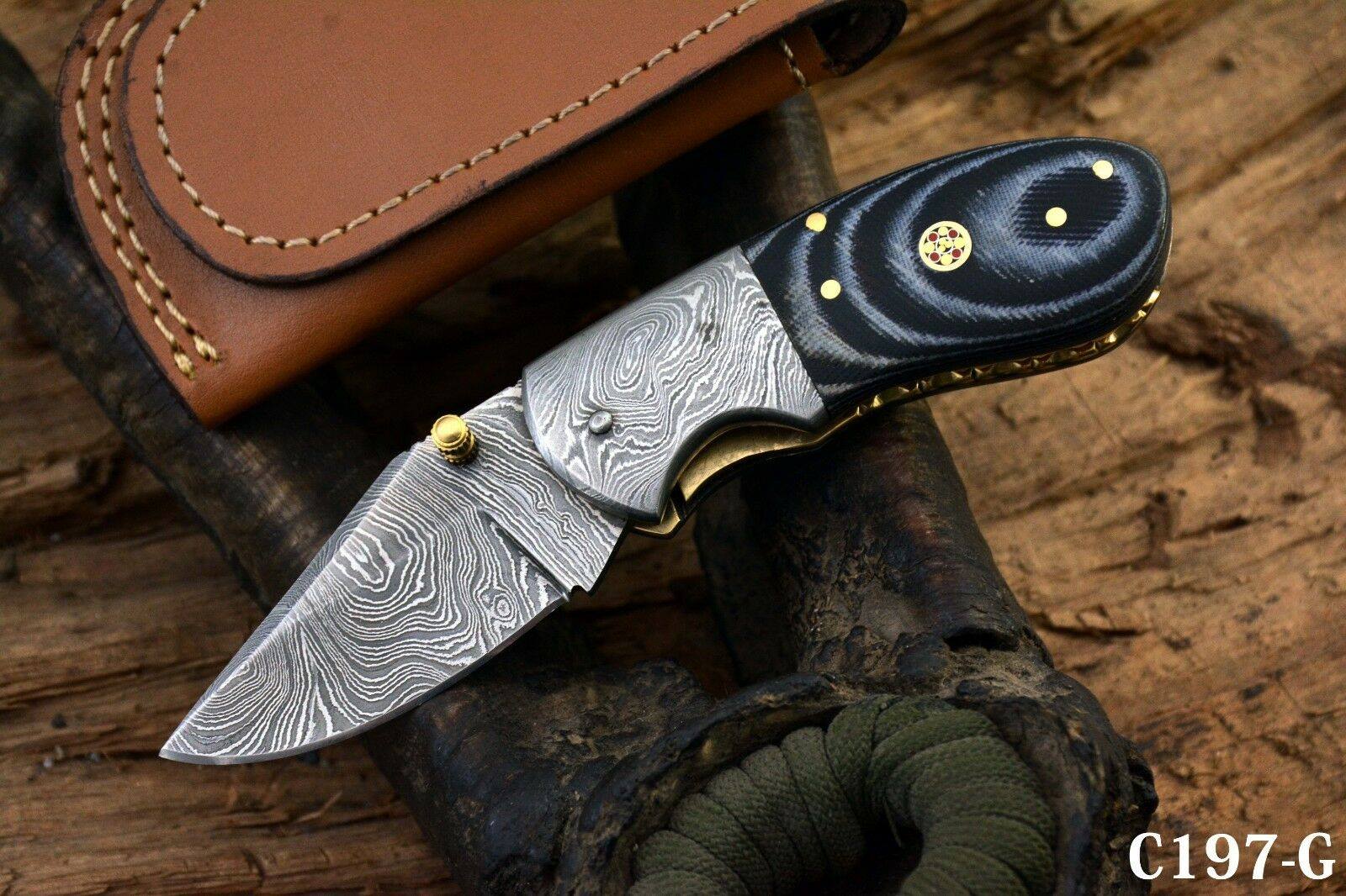 Custom Handmade Damascus Steel EDC Small Folding Pocket Knife with Can ...