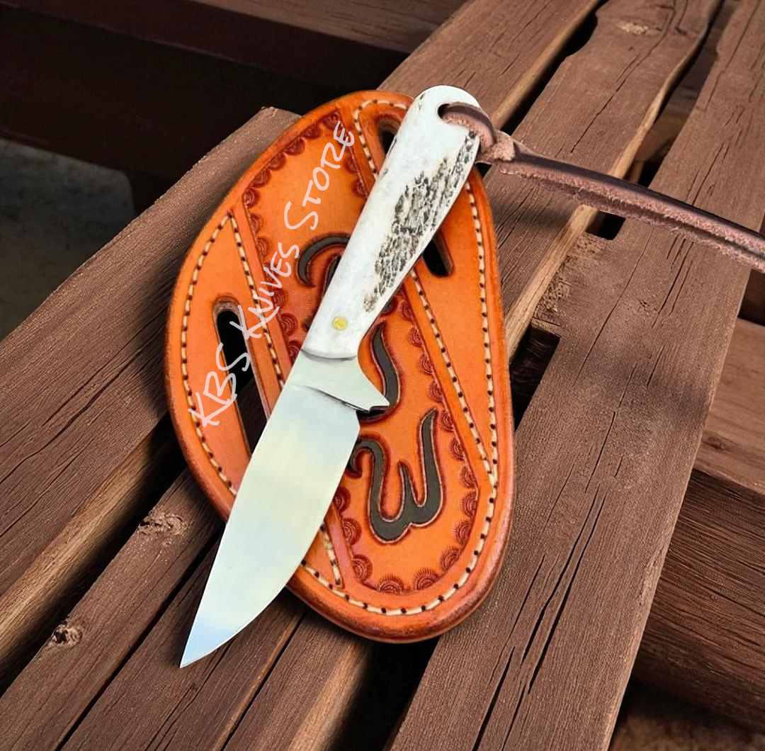 CUSTOM 3.5 INCH WESTERN KNIFE BELT STYLE – ANTLER HANDLE CATTLEMAN FIX ...