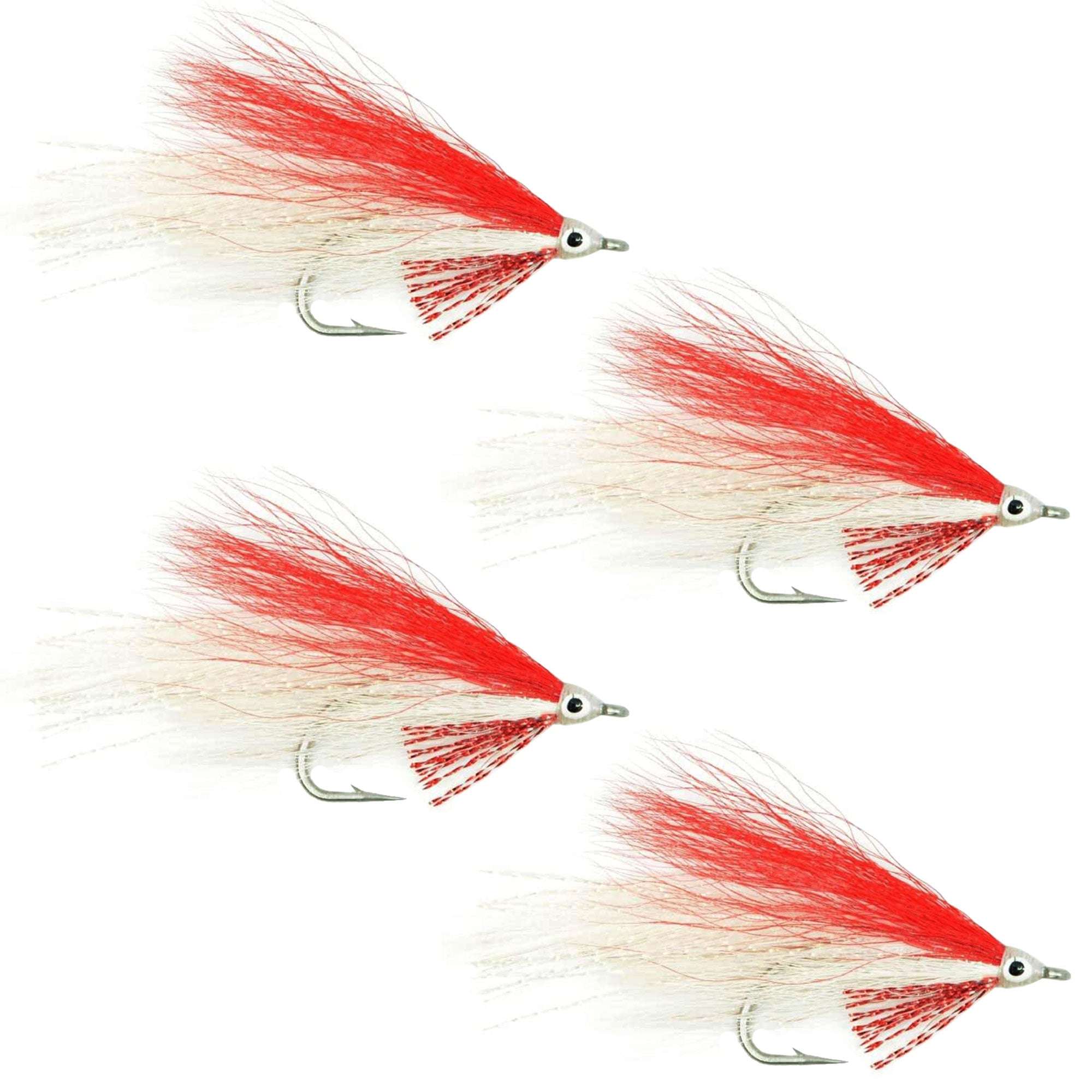 Lefty's Deceiver Saltwater Streamer Fly - Red/White - 4 Flies Hook Siz ...