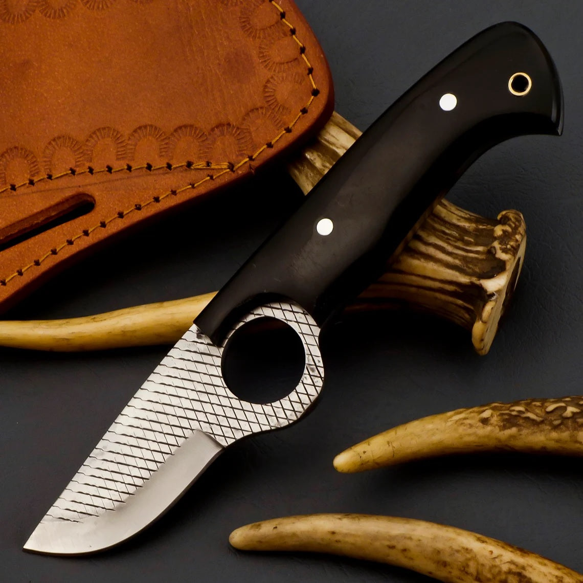 Ranch Bull Cutter Knife - Custom Rasp Tool Steel with Buffalo Horn Han ...