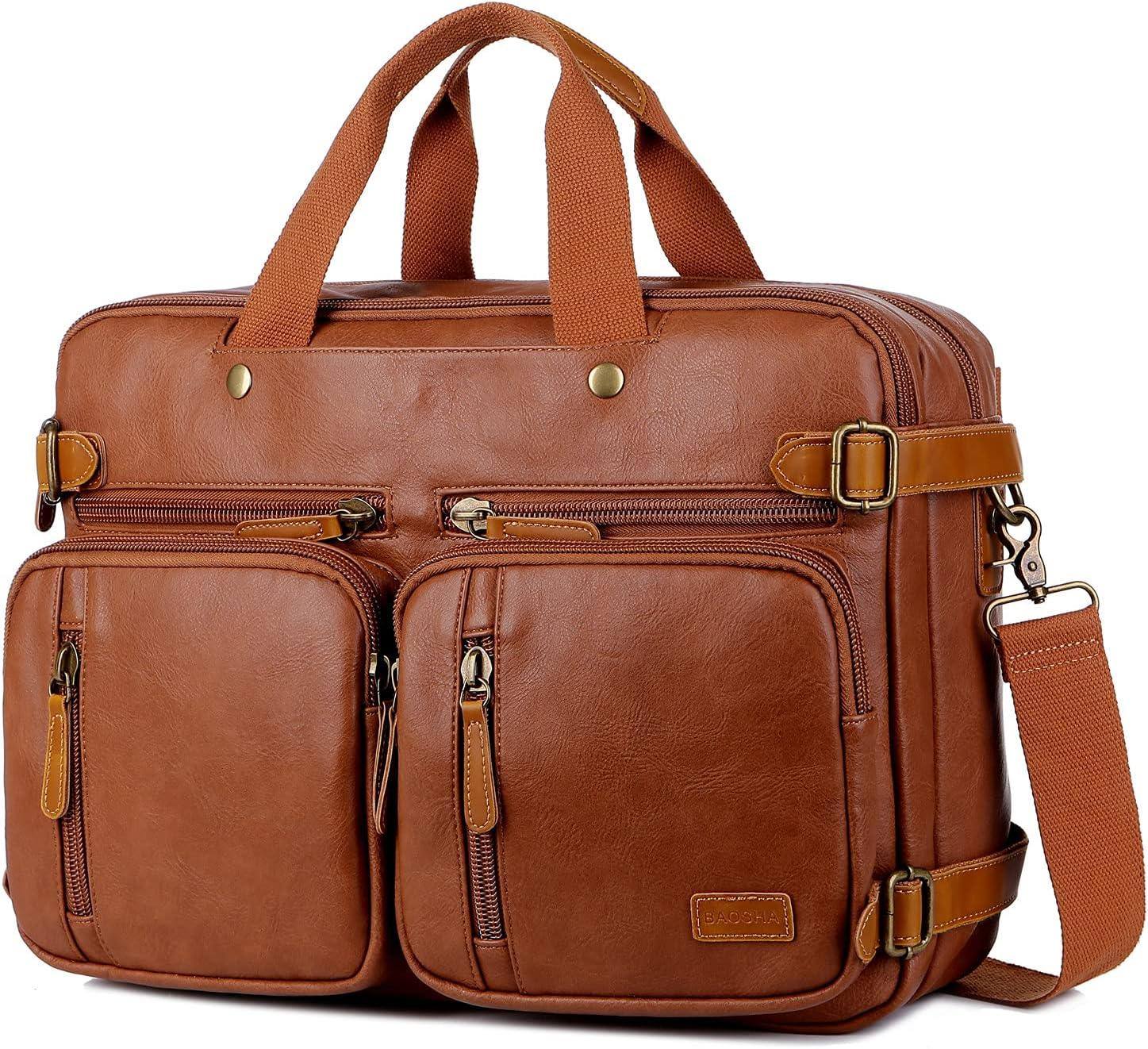 3-in-1 Vegan Leather Briefcase Backpack Hybrid – Convertible 17″ Lapto ...